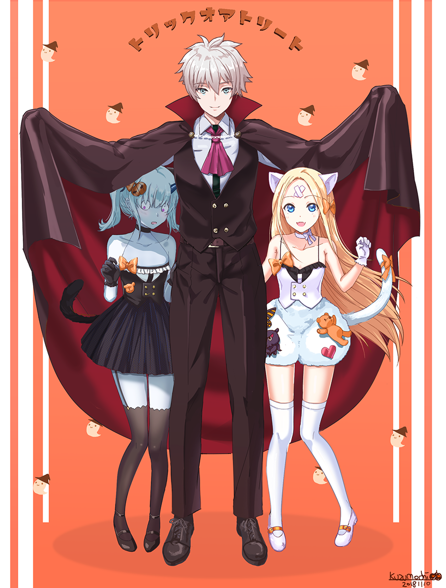 Safebooru - 2girls :d abigail williams (fate/grand order) animal ears ascot bangs bare shoulders ...