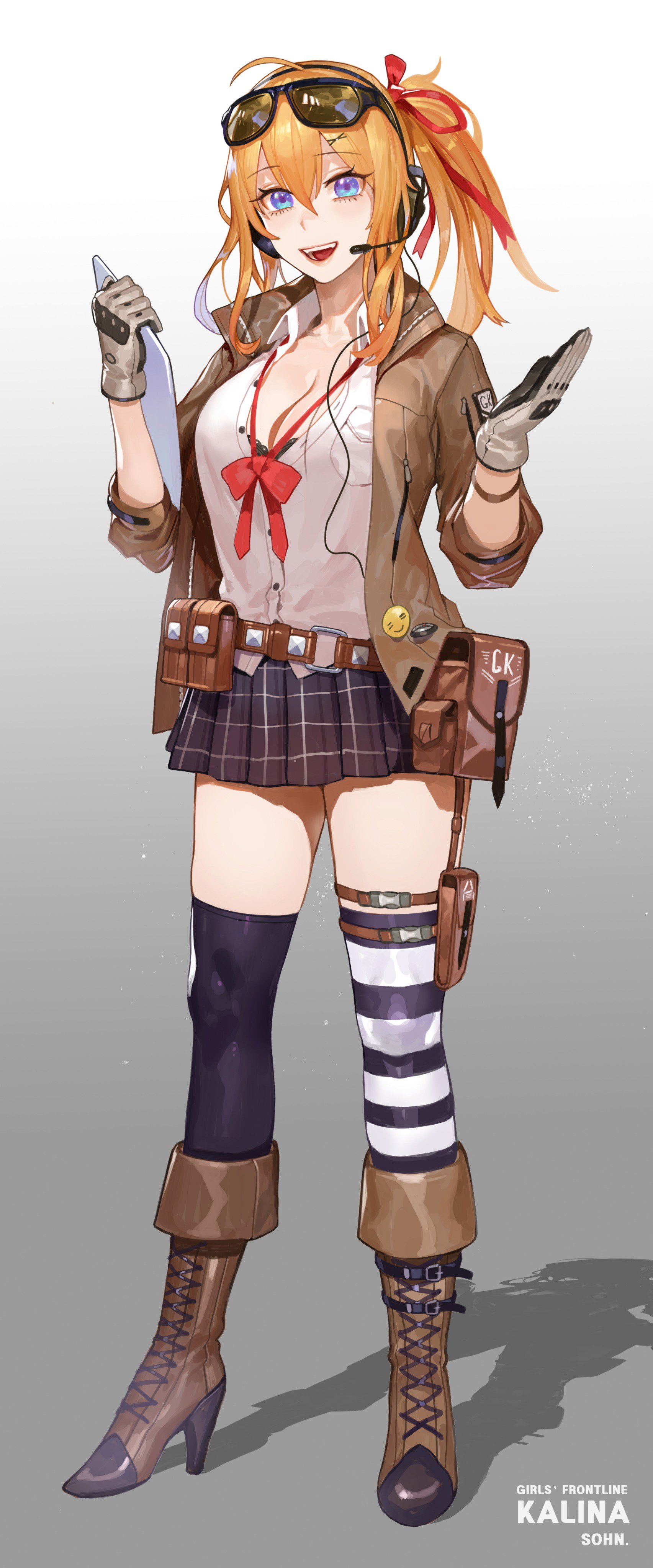 Safebooru - 1girl absurdres ahoge bangs belt blonde hair blue eyes blush boots breast pocket ...
