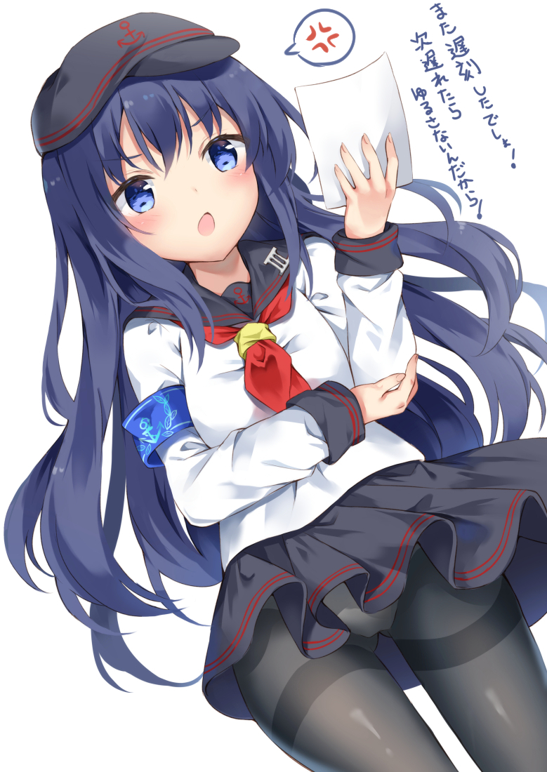 Safebooru - 1girl akatsuki (kantai collection) anger vein black legwear black sailor collar ...