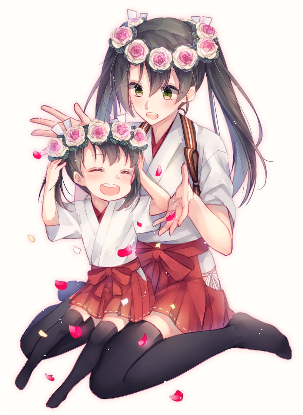 Safebooru - 2girls black legwear blush closed eyes commentary dual ...