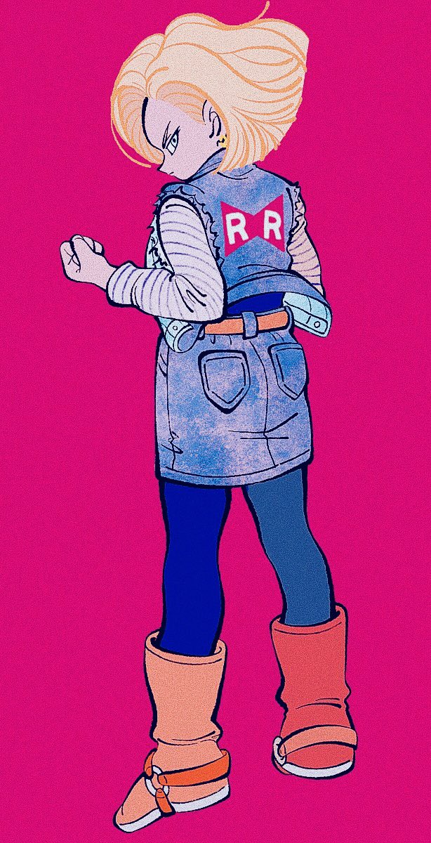 Safebooru - 1girl android 18 belt blonde hair blue eyes boots clenched ...