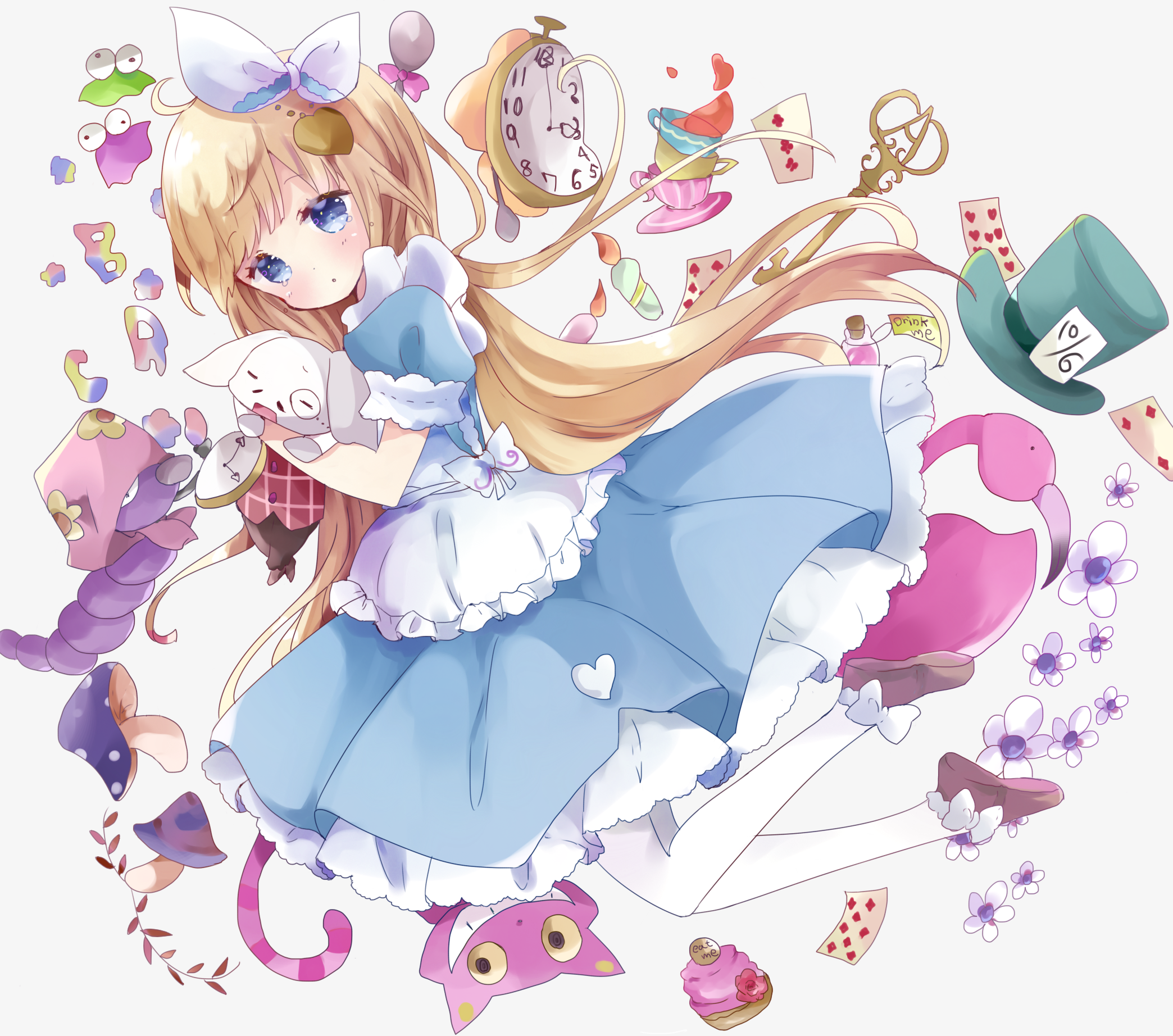 Safebooru - 1girl alice (wonderland) alice in wonderland apron bangs blonde hair blue dress blue ...