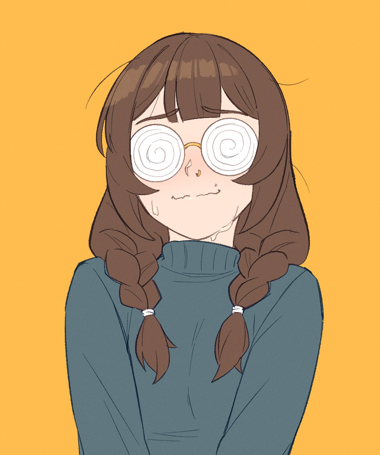 Safebooru - 1girl blush braid coke-bottle glasses english commentary ...
