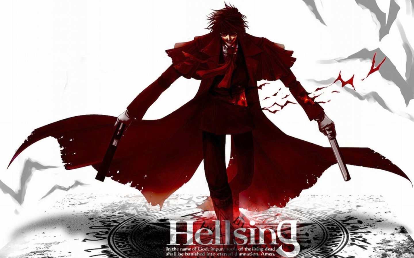 Safebooru - 1440x900 alucard (hellsing) bat bats black hair dual ...