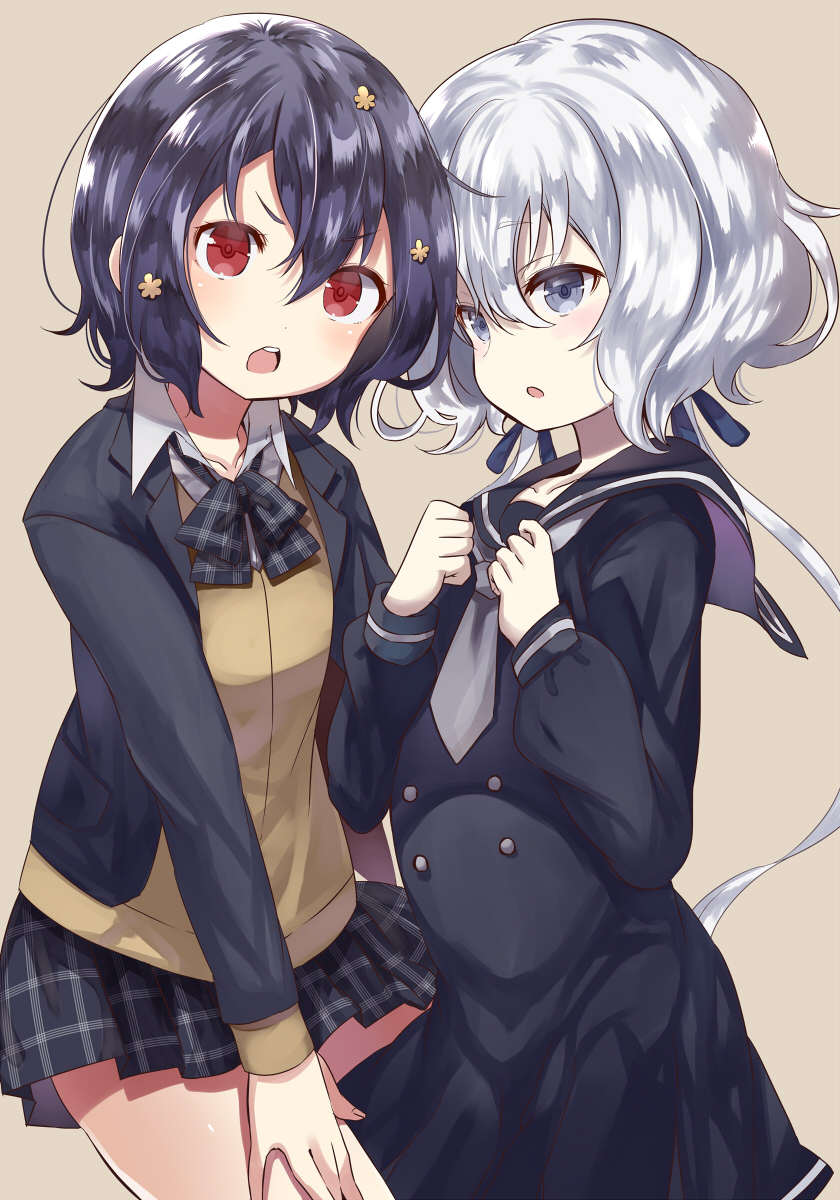 Safebooru - 2girls aro bangs black dress black hair black jacket black ...