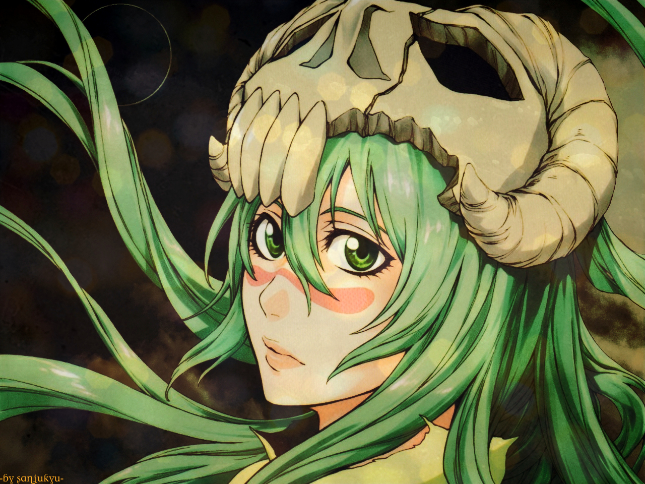 Safebooru - 1girl arrancar bleach facial mark green eyes green hair ...