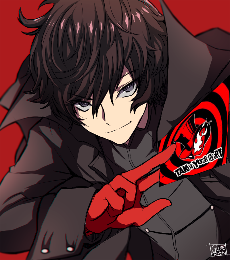 Safebooru - 1boy amamiya ren black hair card gloves gurepyon jacket looking at viewer male focus ...