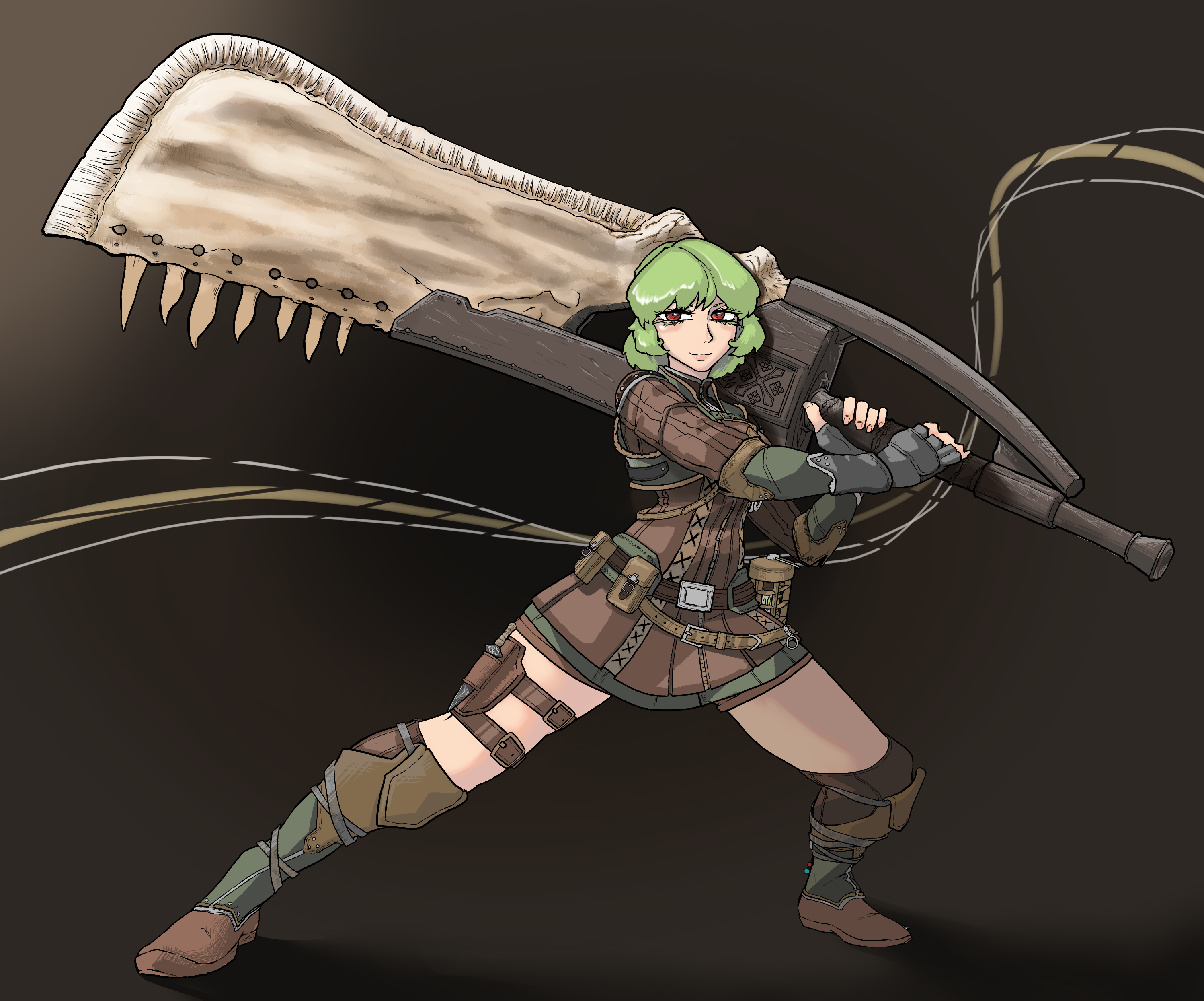 Safebooru - 1girl absurdres armor bangs belt belt pouch boots closed mouth commentary request ...