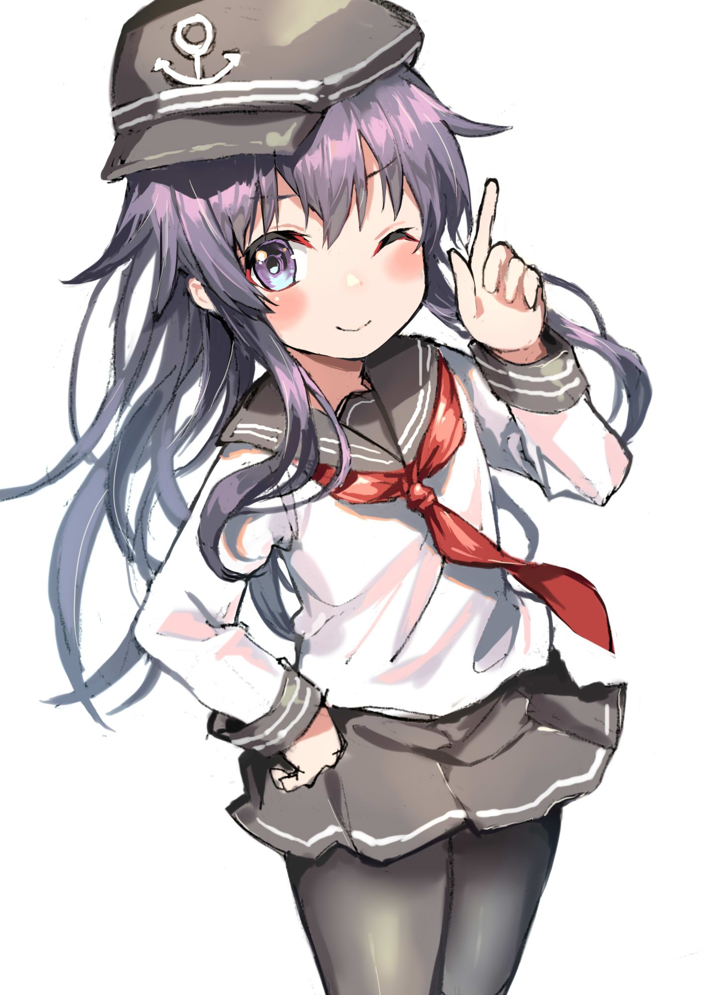 Safebooru - 1girl akatsuki (kantai collection) anchor symbol black legwear blush closed mouth ...