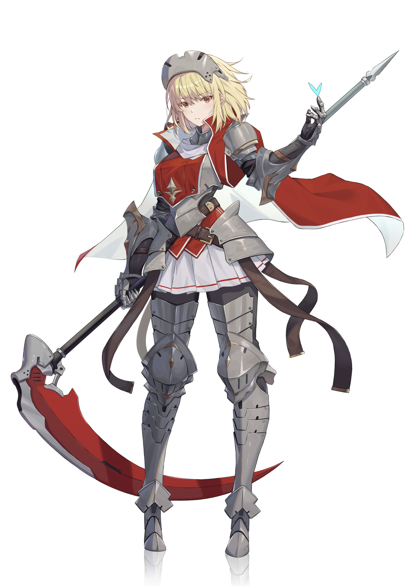 Safebooru - 1girl armor armored boots armored gloves black gloves blonde hair boots breastplate ...