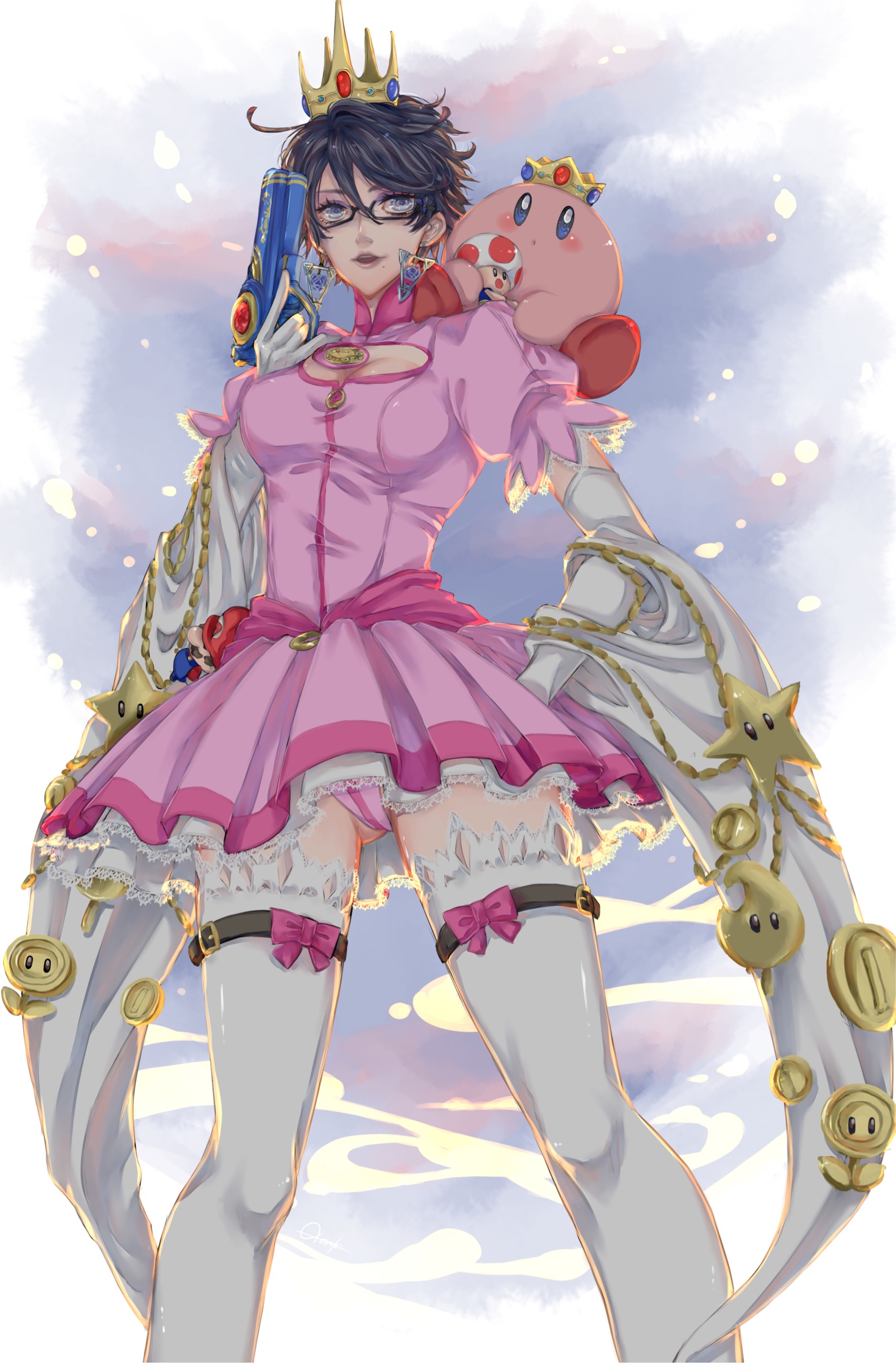 Safebooru - 1girl absurdres alternate hair length alternate hairstyle amulet ankle gun bayonetta ...