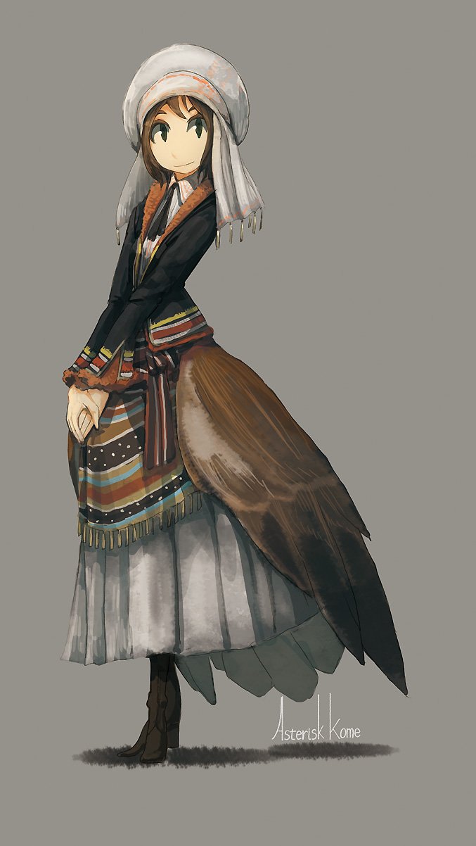 Safebooru - artist name asterisk kome black eyes black footwear black neckwear brown hair brown ...