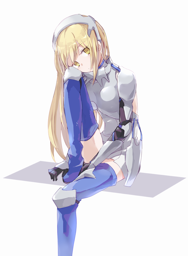 Safebooru - 1girl aiz wallenstein armor armored dress black gloves blonde hair blue footwear ...