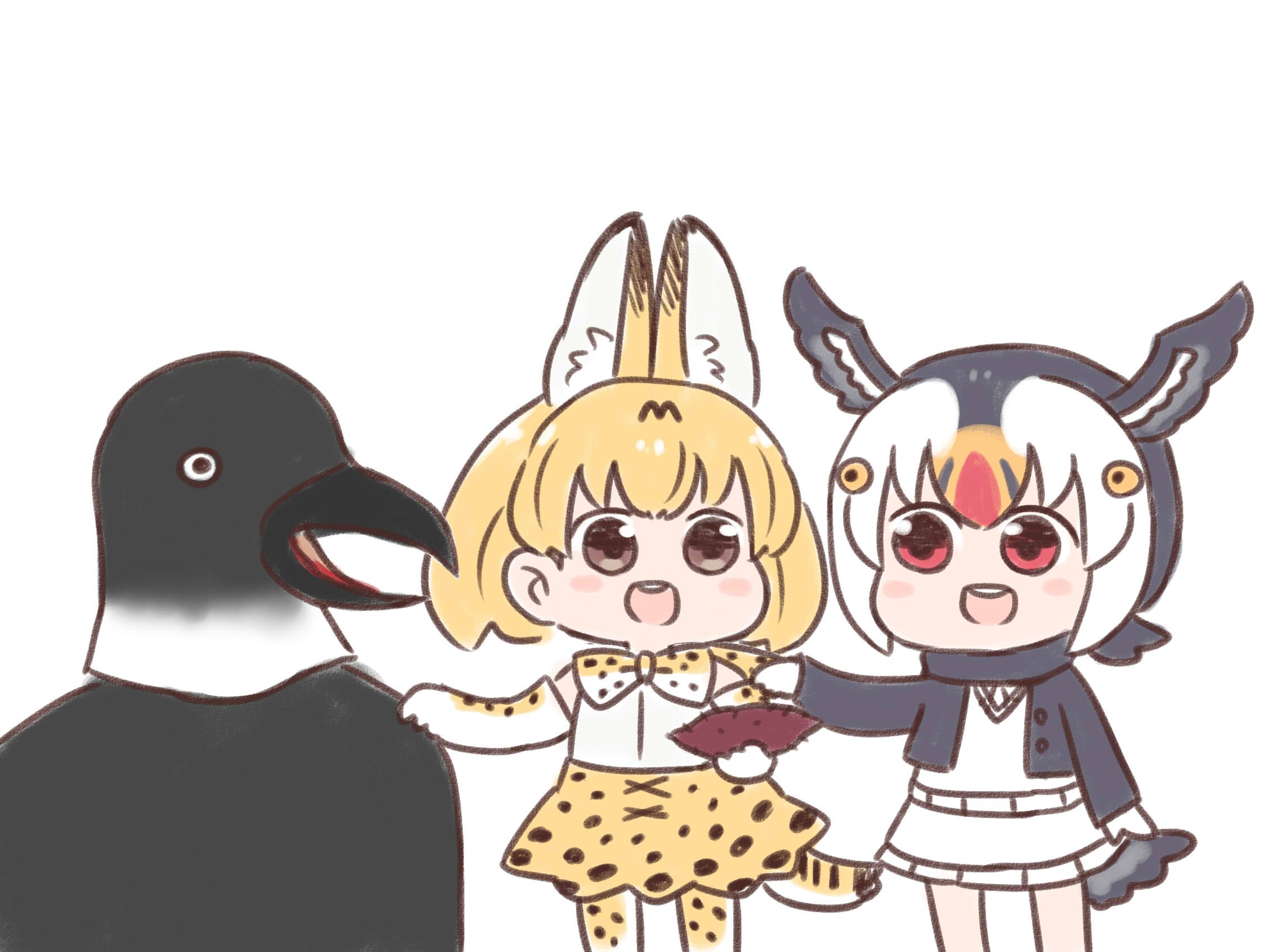 Safebooru - 2girls :d animal ears atlantic puffin (kemono friends ...