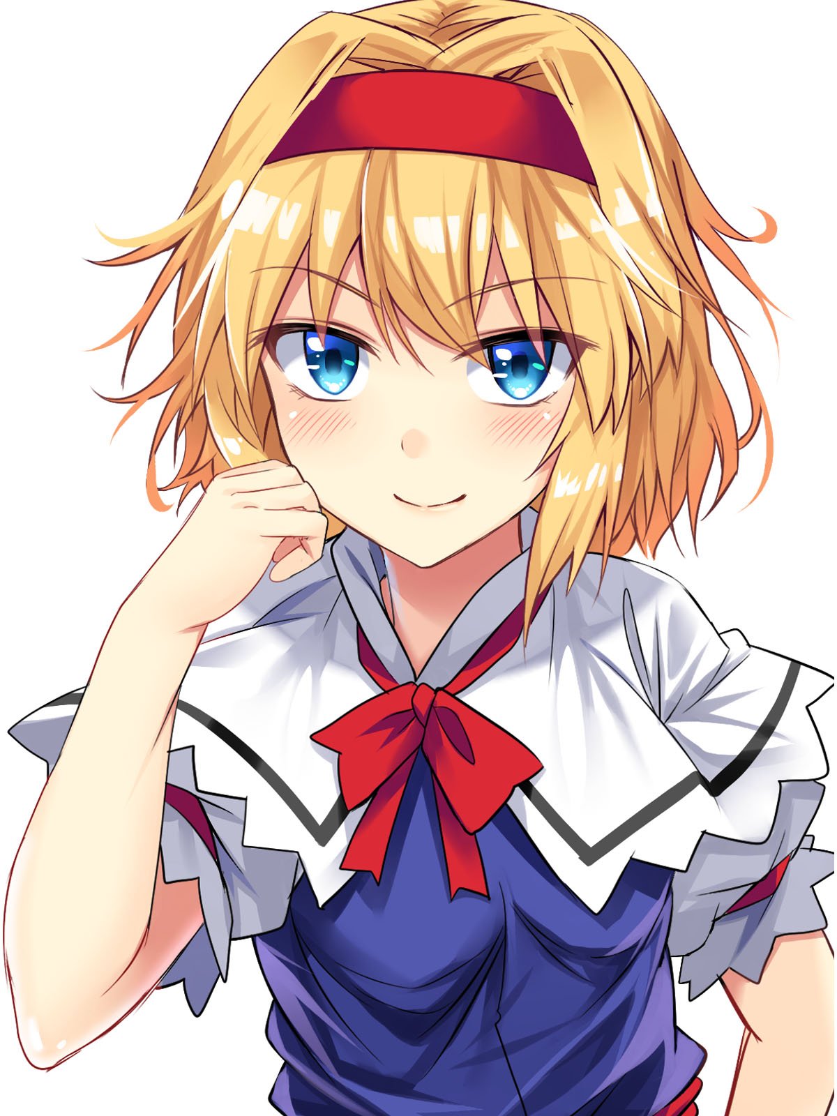 Safebooru - 1girl alice margatroid bangs blonde hair blue dress blue eyes blush bow bowtie ...