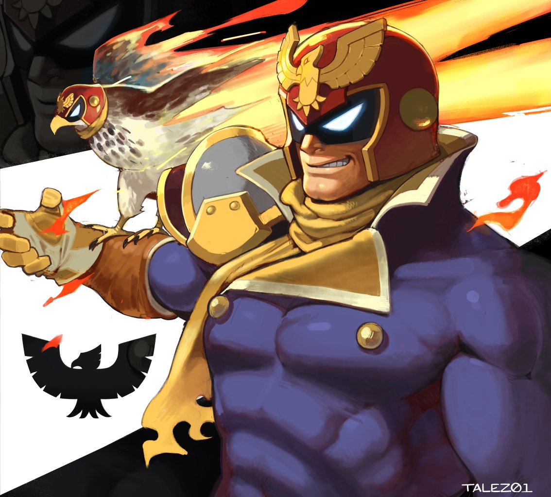 Safebooru - 1boy animal bird captain falcon f-zero falcon fire gloves ...