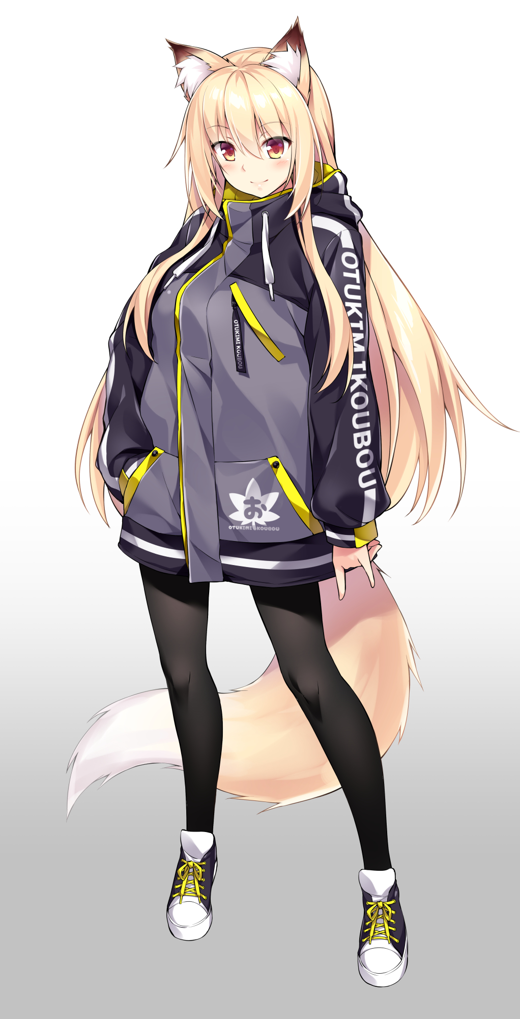 Safebooru - 1girl akizora momiji animal ear fluff animal ears bangs black legwear blonde hair ...