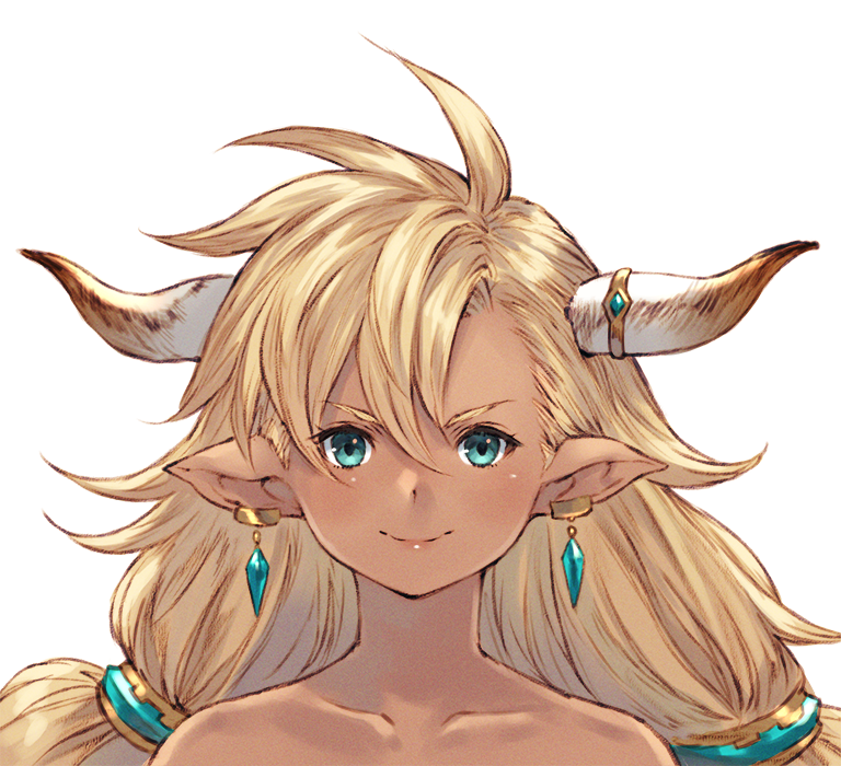 Safebooru - 1girl almeida (granblue fantasy) asymmetrical bangs bangs bare shoulders blonde hair ...