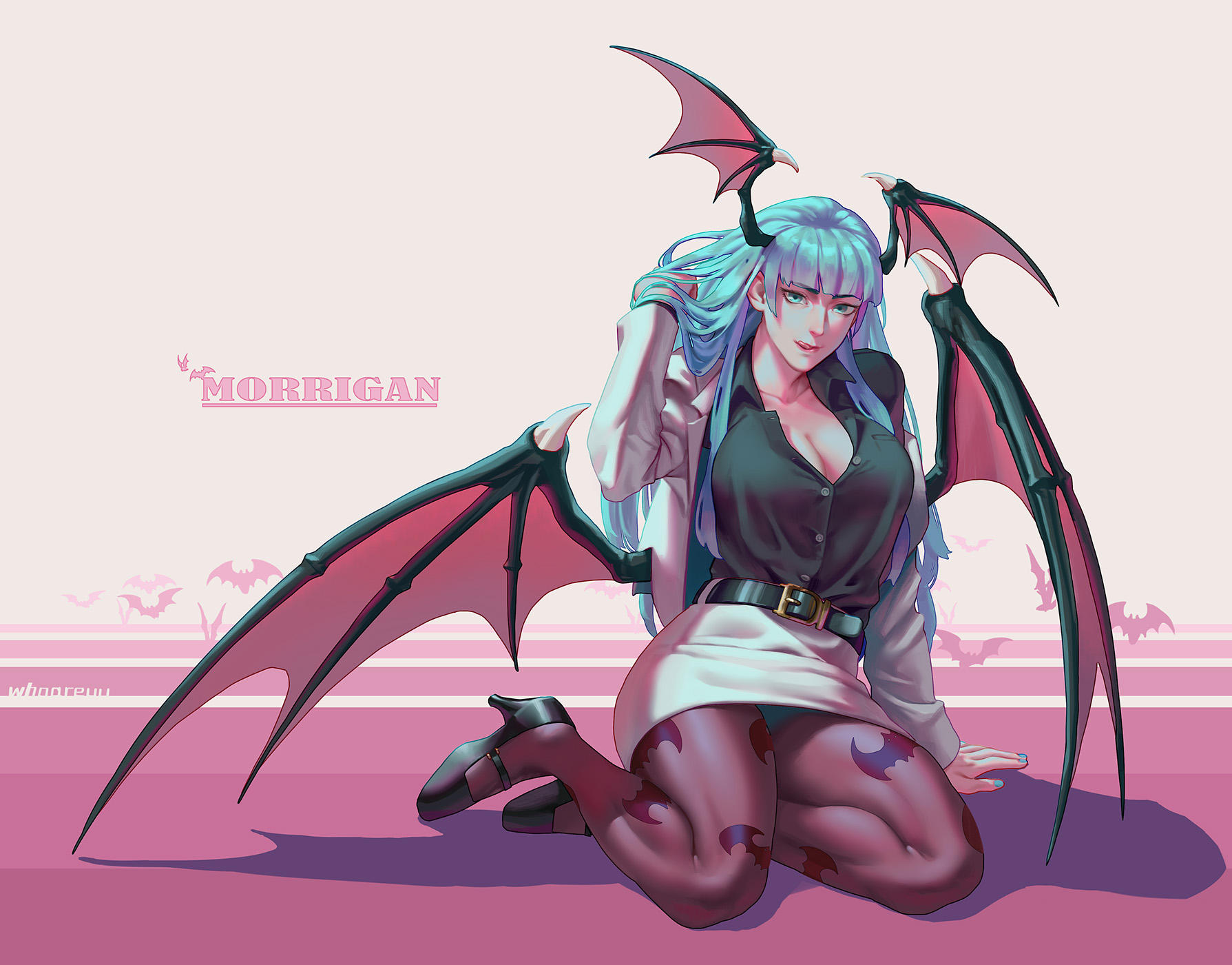 Safebooru - 1girl adjusting hair alternate costume animal print aqua eyes aqua hair aqua nails ...