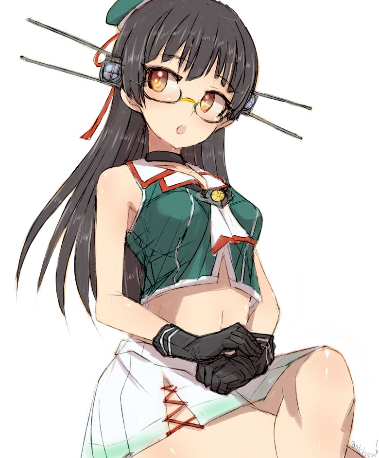 Safebooru - 1girl alchera beret black choker black gloves black hair choker choukai (kantai ...