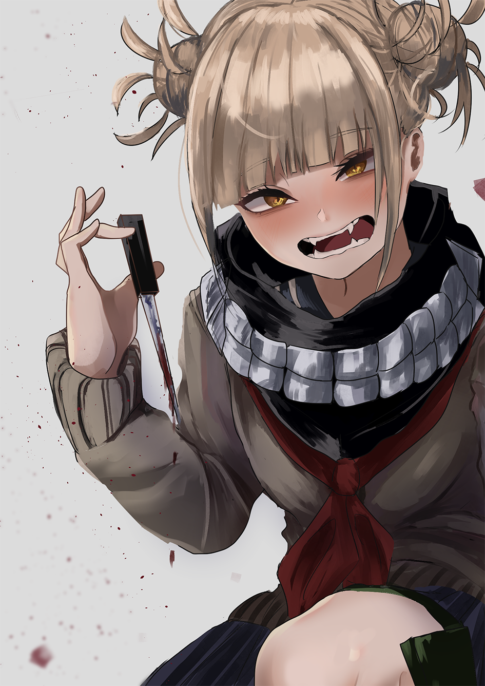 Safebooru - 1girl bangs black scarf black skirt blonde hair blood blood ...