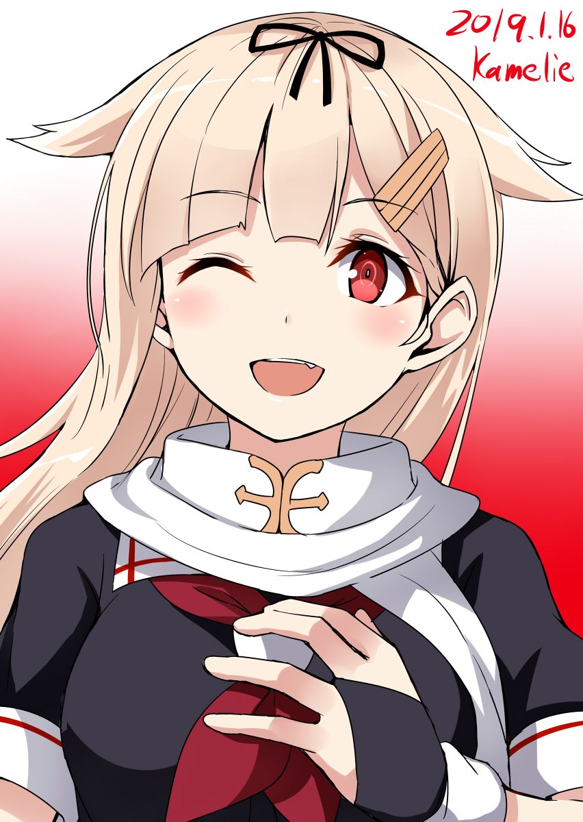 Safebooru - 1girl black gloves black ribbon black serafuku blonde hair commentary request ...