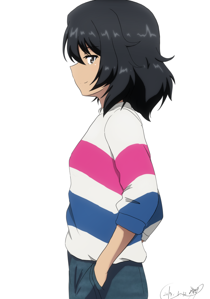 Safebooru - 1girl andou (girls und panzer) artist name bangs black hair ...