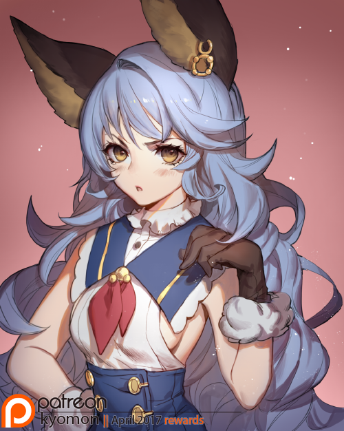Safebooru - 1girl animal ears backless outfit belt black gloves blue hair breasts brown gloves ...