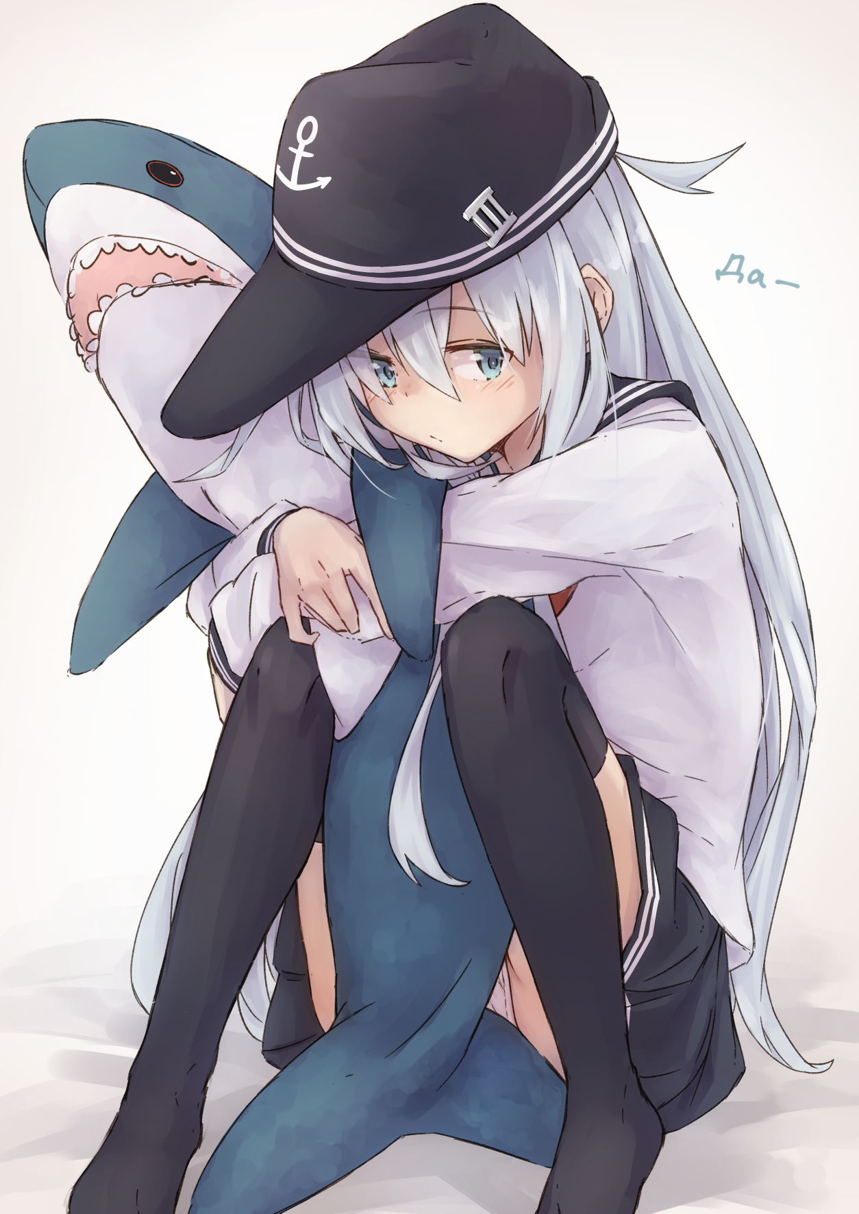 Safebooru - 1girl black legwear black skirt blue eyes flat cap hat hibiki (kantai collection ...