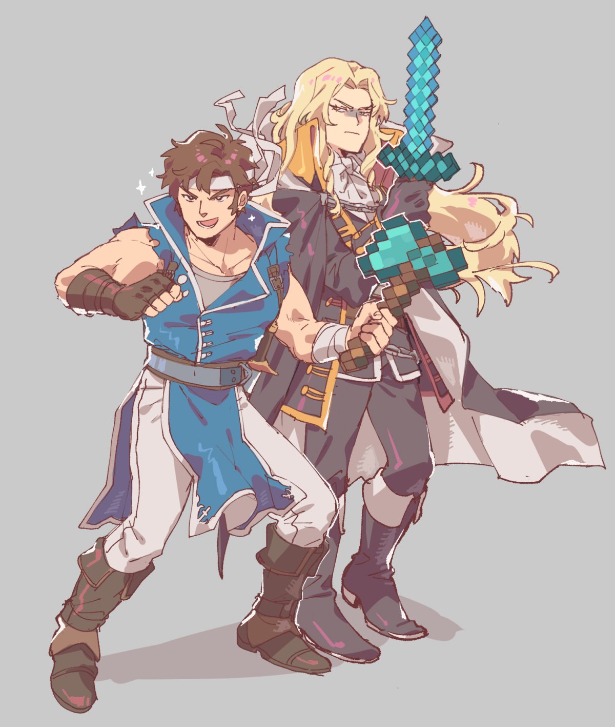 Safebooru - 2boys alucard (castlevania) axe belt blonde hair blue eyes ...