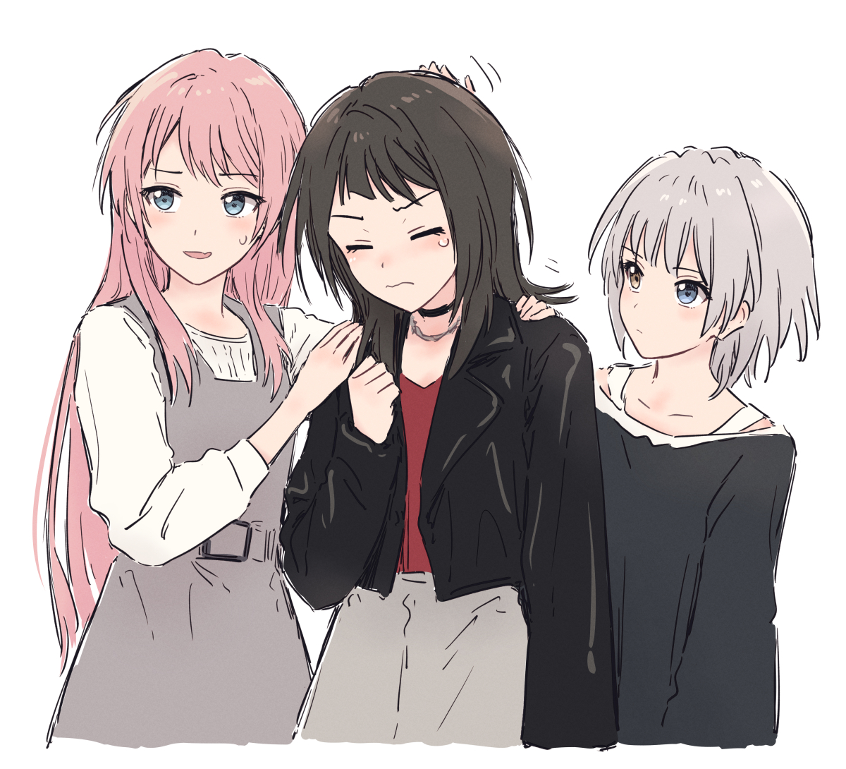 Safebooru - 3girls bang dream! bang dream! it's mygo!!!!! black choker black hair black shirt ...