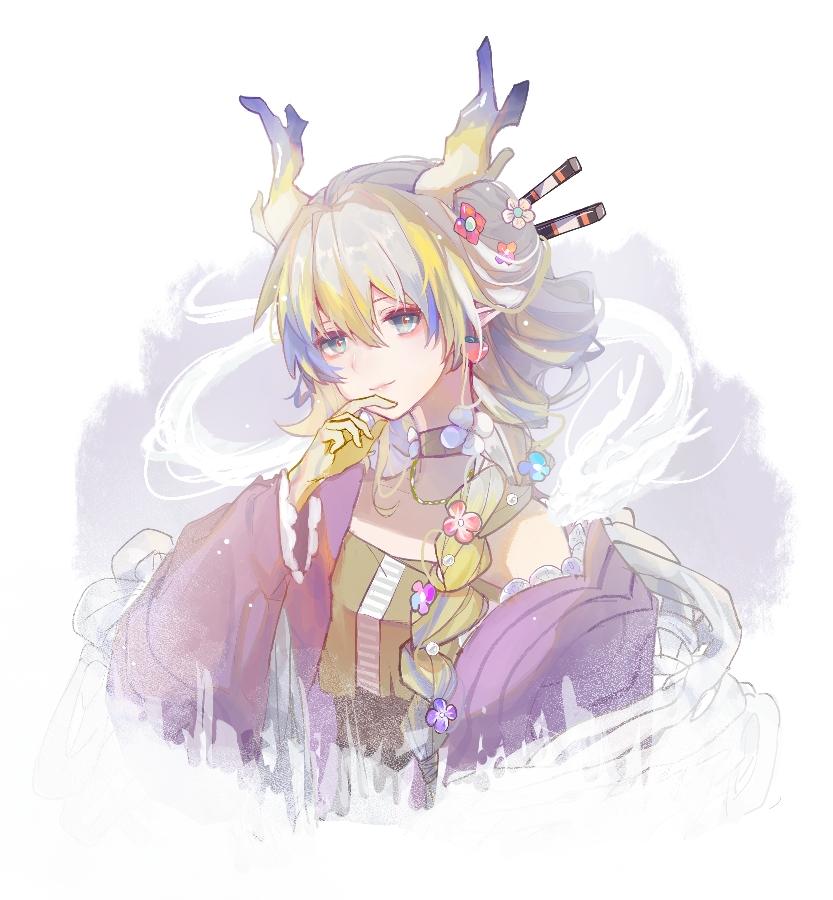 Safebooru - 1girl aliasing arknights blonde hair blue hair braid ...