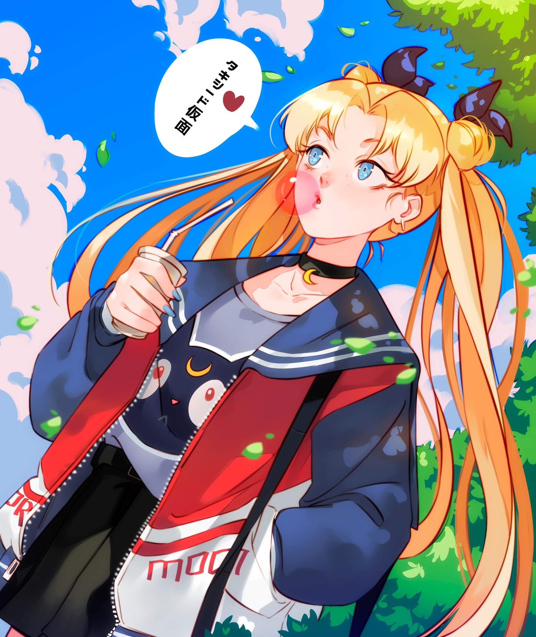 Safebooru - 1girl bishoujo senshi sailor moon black choker blonde hair blue eyes blue sky cesar ...