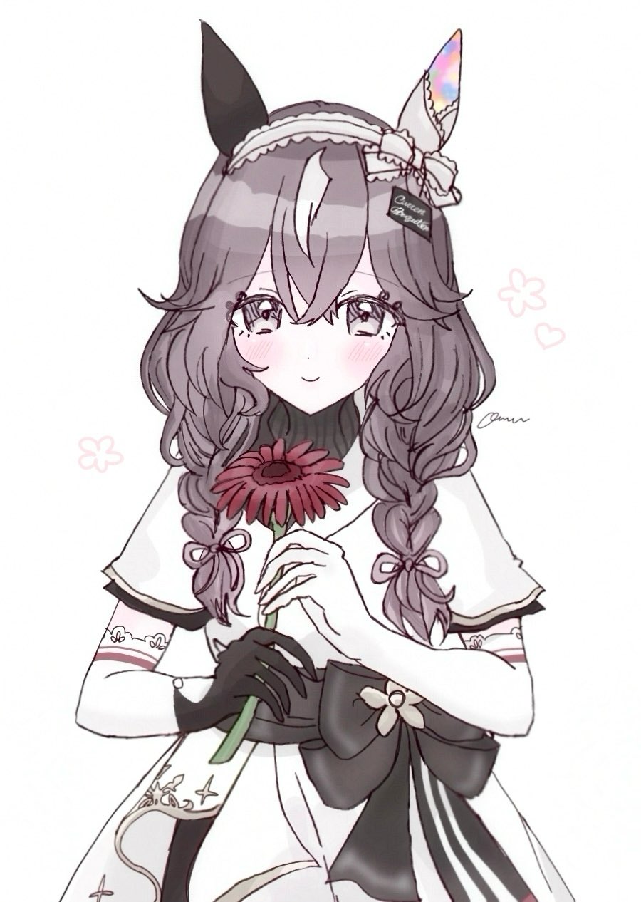 Safebooru - 1girl blush braid brown hair commentary request curren bouquetd'or (umamusume) dress ...