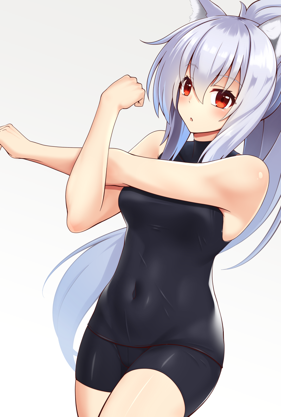 Safebooru - 1girl animal ear fluff animal ears bangs bare arms bare shoulders bike shorts black ...