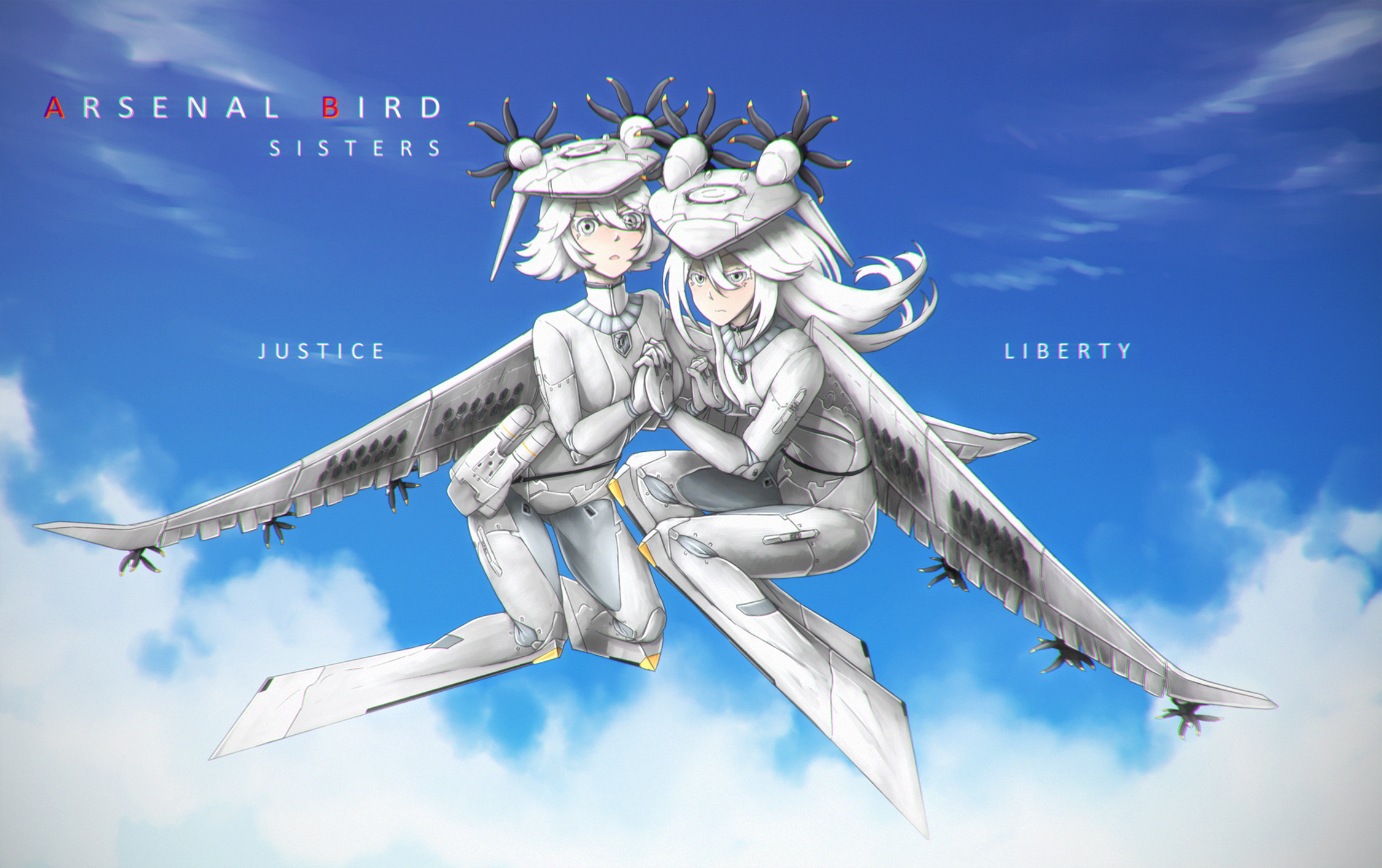 Safebooru - 2girls ace combat 7 arsenal bird blue sky bodysuit clouds ...