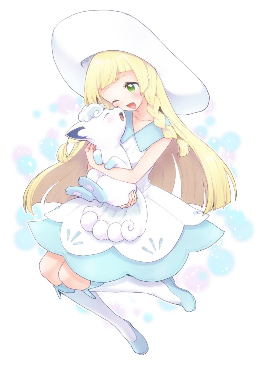 Safebooru - 1girl alolan form alolan vulpix blonde hair braid creatures ...