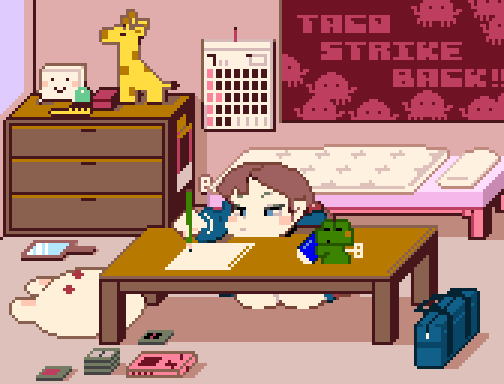 Safebooru 1girl Animated Animated Bed Bedroom Blue Eyes Blue
