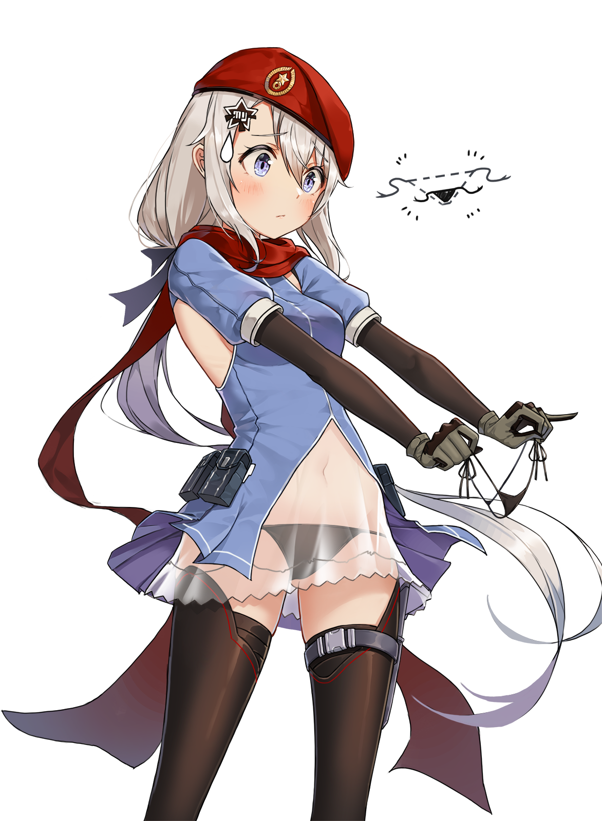 Safebooru - 1girl 9a-91 (girls frontline) aliceblue ass visible through thighs beret black ...