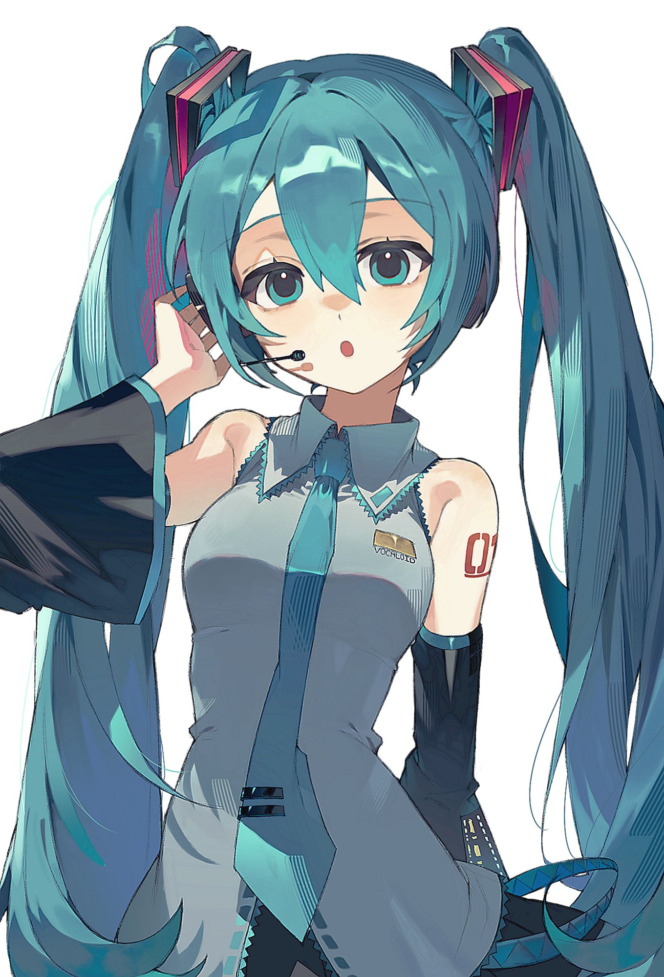 Safebooru - 1girl arm at side armpit crease bare shoulders black skirt black sleeves blue eyes ...