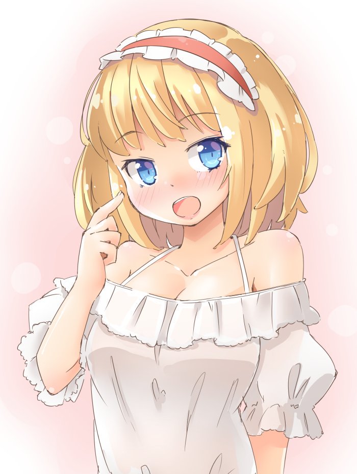 Safebooru - 1girl :o alice margatroid alternate costume arnest bangs bare shoulders blonde hair ...