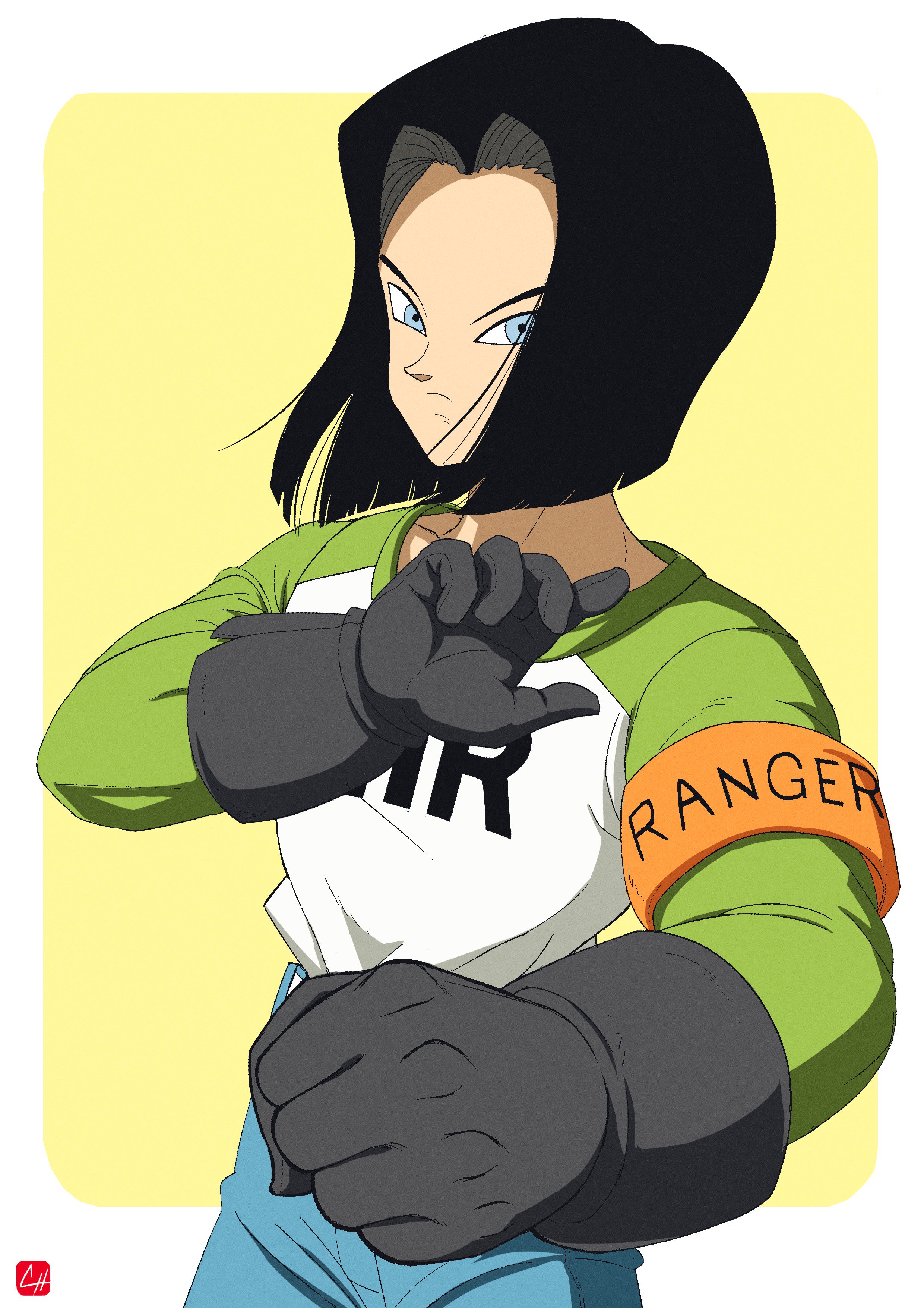 Safebooru - 1boy absurdres android 17 armband black gloves black hair ...