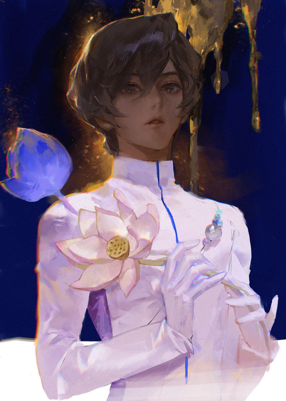 Safebooru - 1boy arjuna (fate) black eyes black hair blue background ...