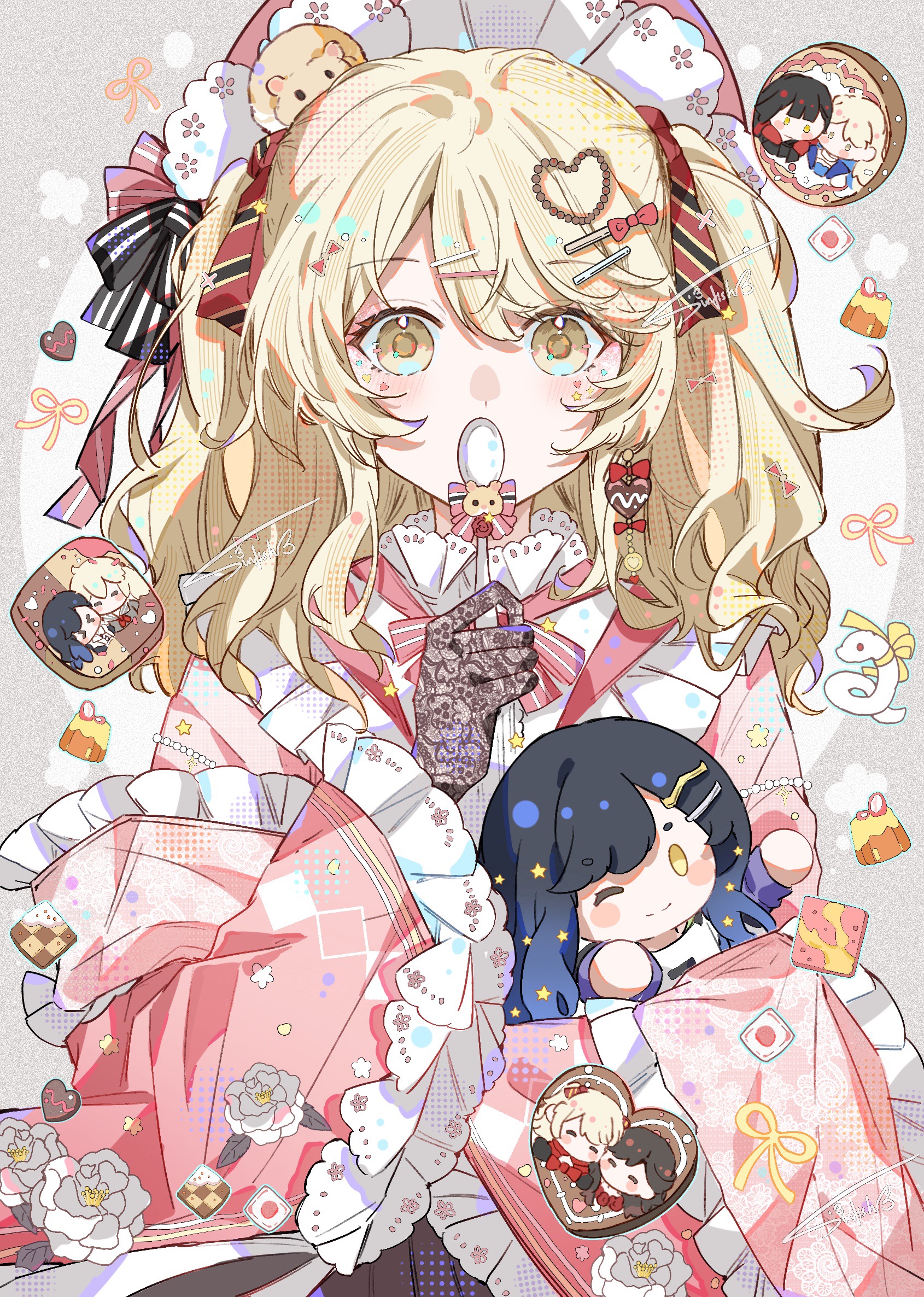 Safebooru - 1girl azusawa kohane blonde hair blush bonnet character doll character request ...