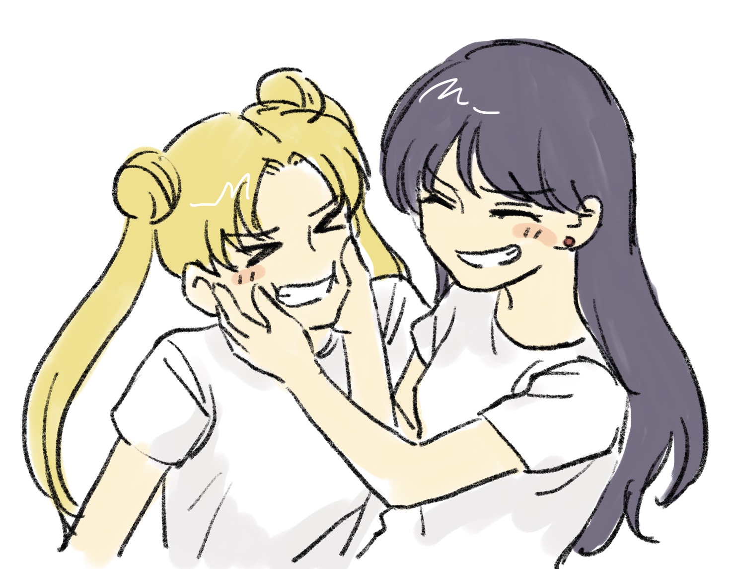Safebooru - 2girls bishoujo senshi sailor moon blonde hair blush breasts cheek squash double bun ...