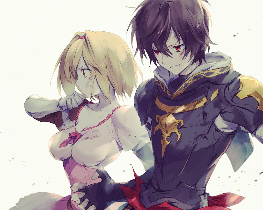 Safebooru - 1boy 1girl armor blonde hair brown eyes brown hair djeeta (granblue fantasy ...