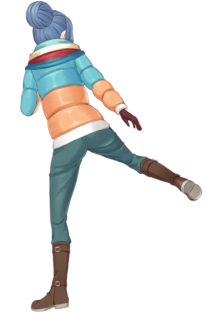 Safebooru - 1girl blue hair blue scarf boots brown footwear brown ...