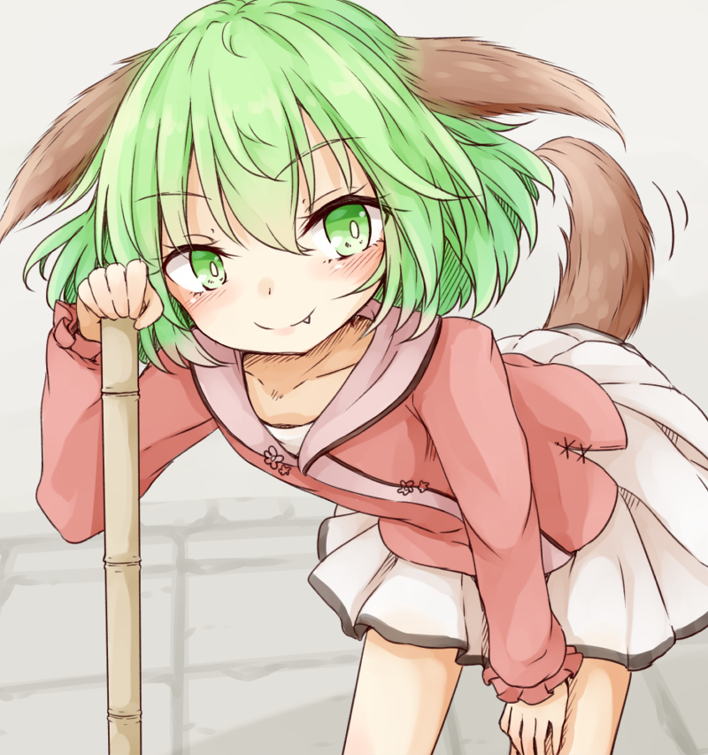 Safebooru - 1girl animal ears bent over broom brown shirt dog ears dog ...