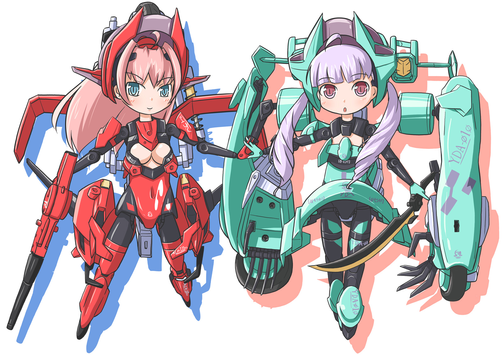 Safebooru - ach blue eyes busou shinki chibi pink hair purple hair red ...