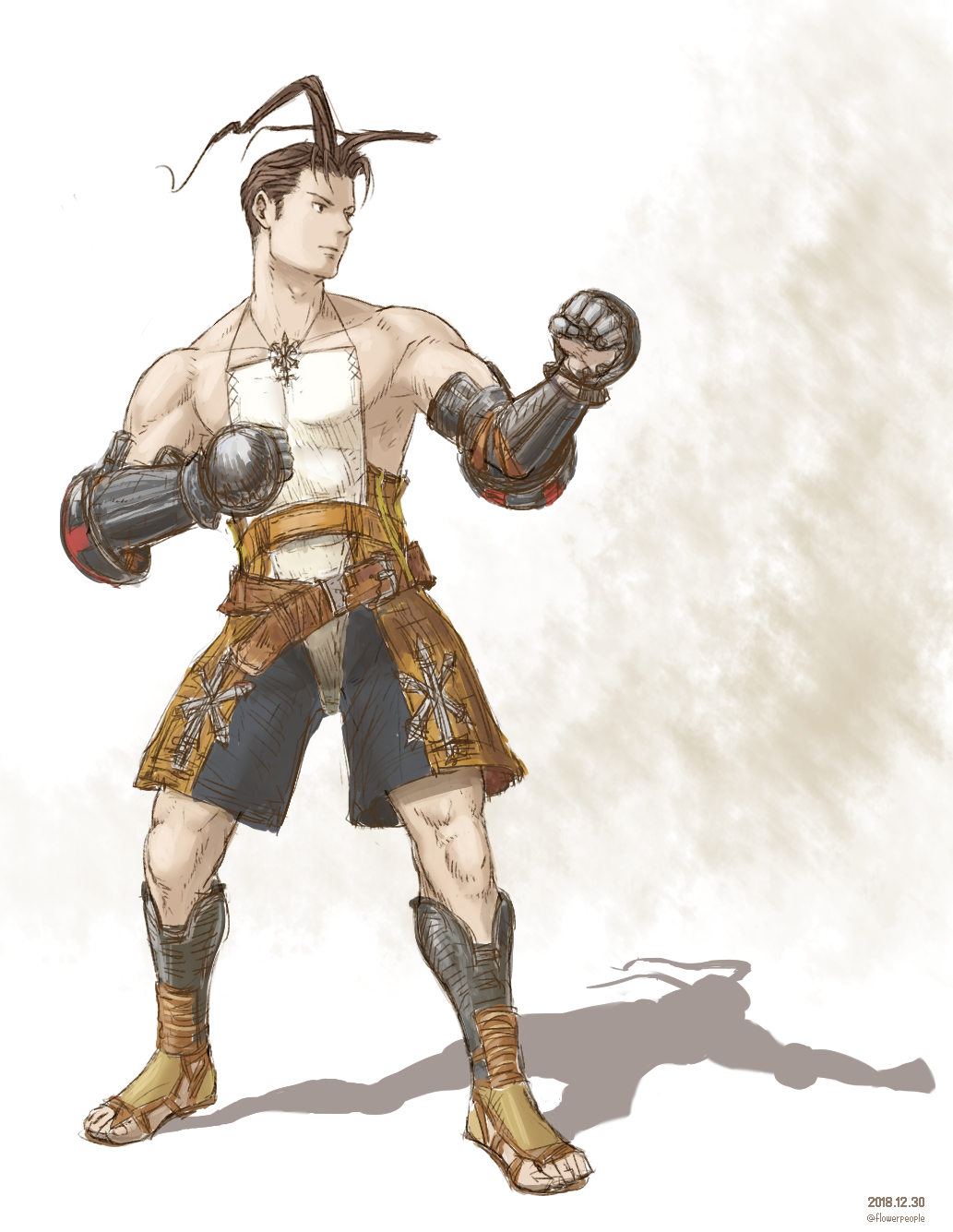 Safebooru - 1boy antenna hair armor ashley riot bare shoulders belt ...